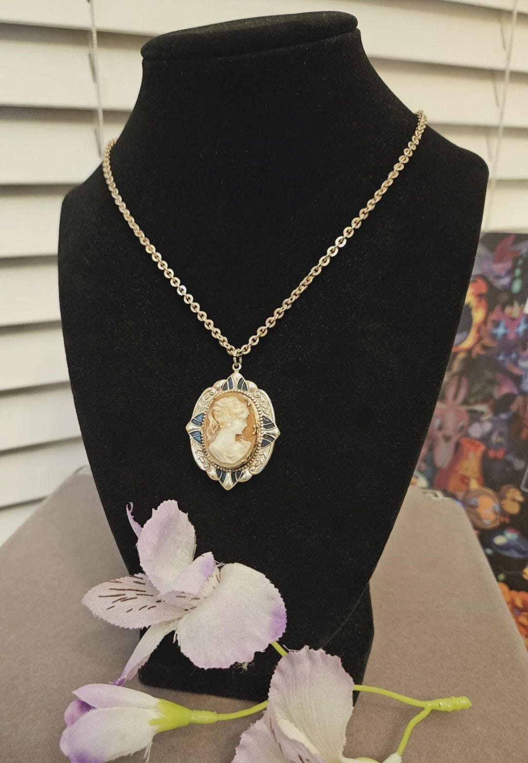 Vintage Memento Mori Cameo Locket Pendant With Chain - Etsy