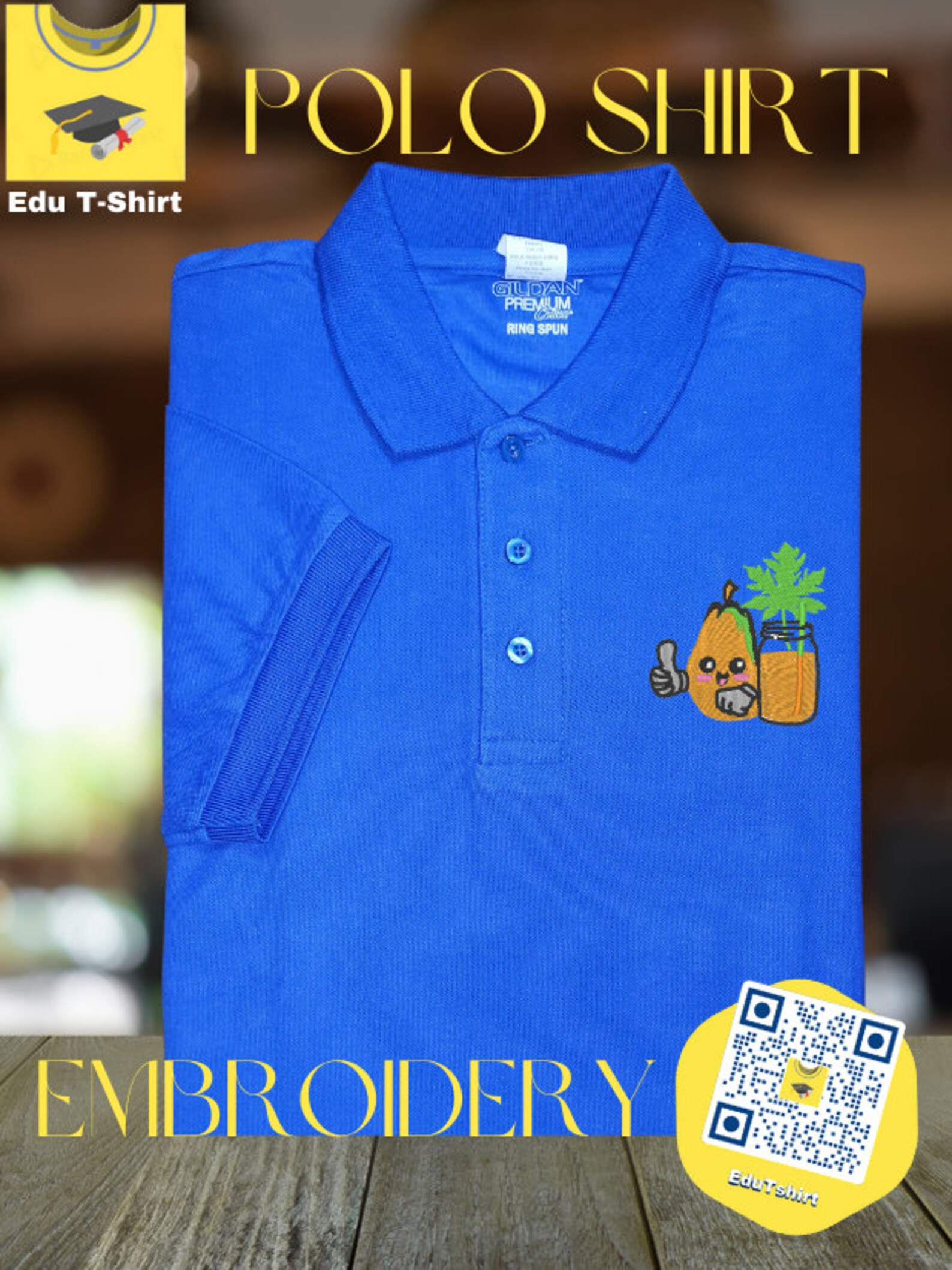 POLO Shirt With EMBROIDERY for Papaya FRUIT Juice Tshirt - Etsy