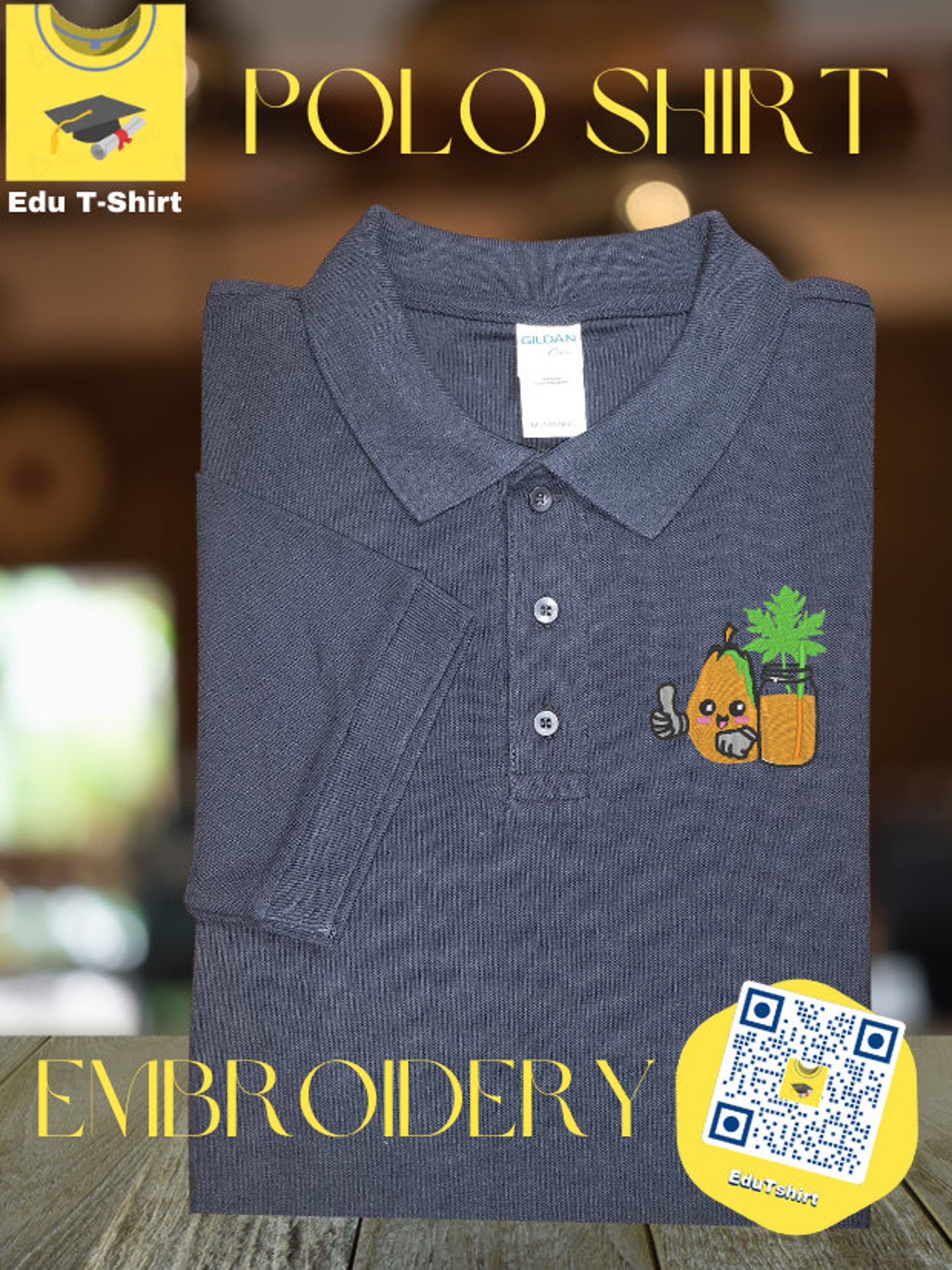 POLO Shirt With EMBROIDERY for Papaya FRUIT Juice Tshirt - Etsy