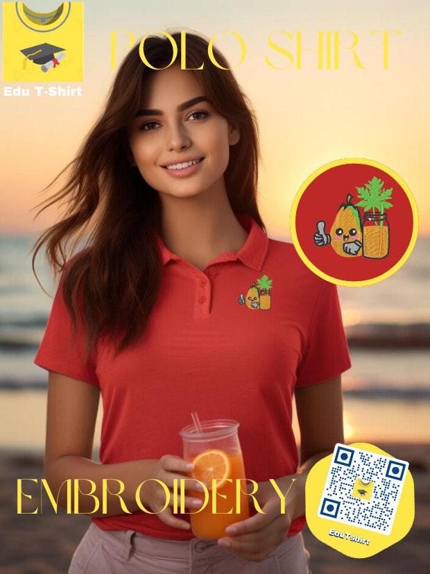 POLO Shirt With EMBROIDERY for Papaya FRUIT Juice Tshirt - Etsy