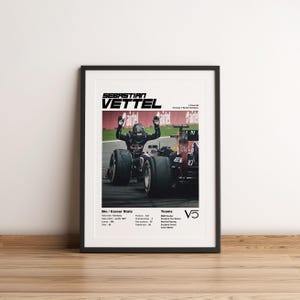 Sebastian VETTEL Retro Redbull FORMULA 1 Wall POSTER Canva Print A4 A3 ...