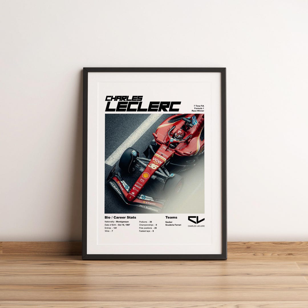 Charles LECLERC Poster Ferrari FORMULA 1 POSTER Canva Print A4 A3 A2 A1 ...