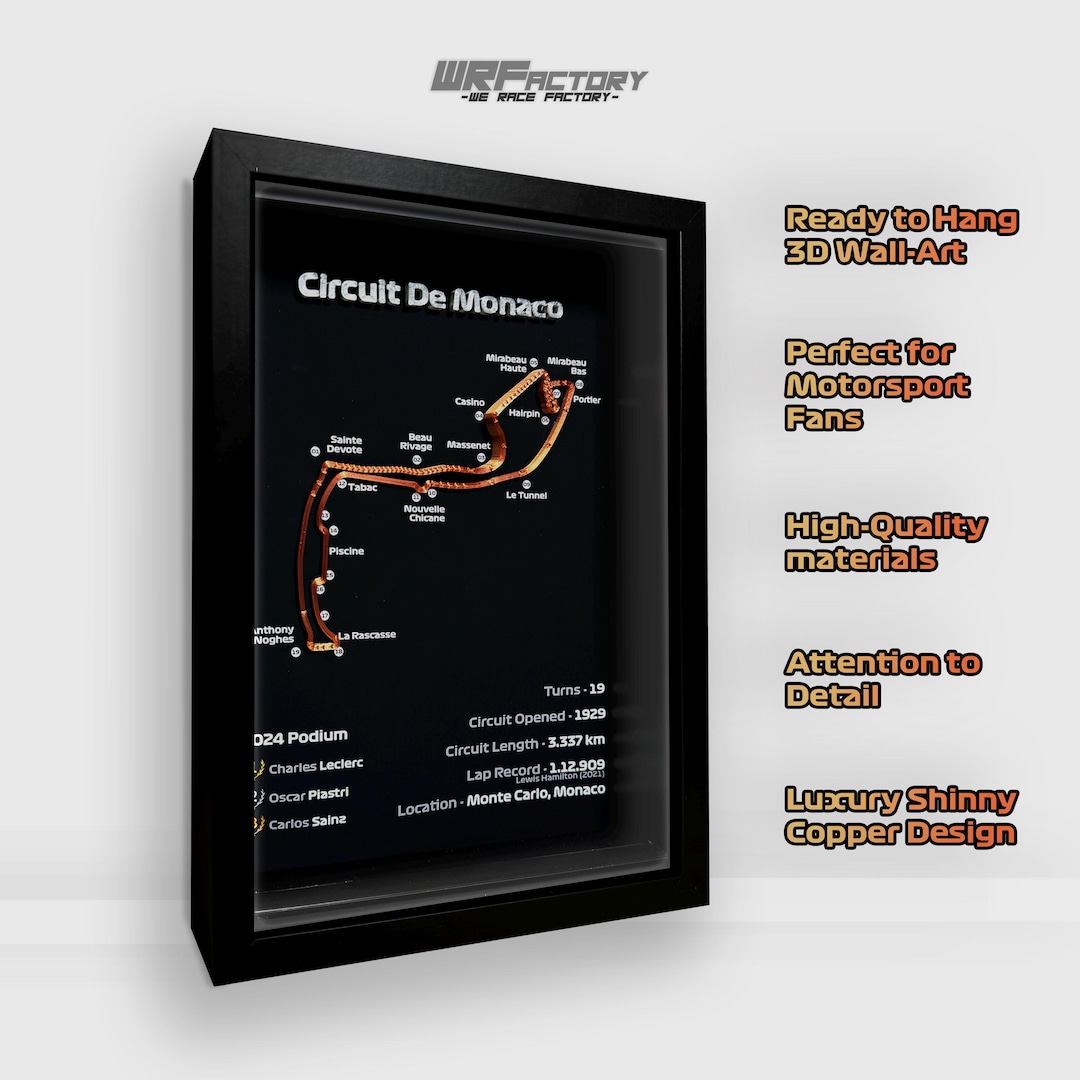 3D Circuit De MONACO F1 Track Wall Art With Elevation Handmade Formula ...