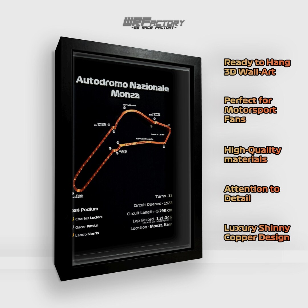 3D Monza Circuit Poster Italy Formula 1 Track Wall Art With Elevation ...