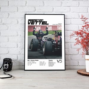 Sebastian VETTEL Retro Redbull FORMULA 1 Wall POSTER Canva Print A4 A3 ...