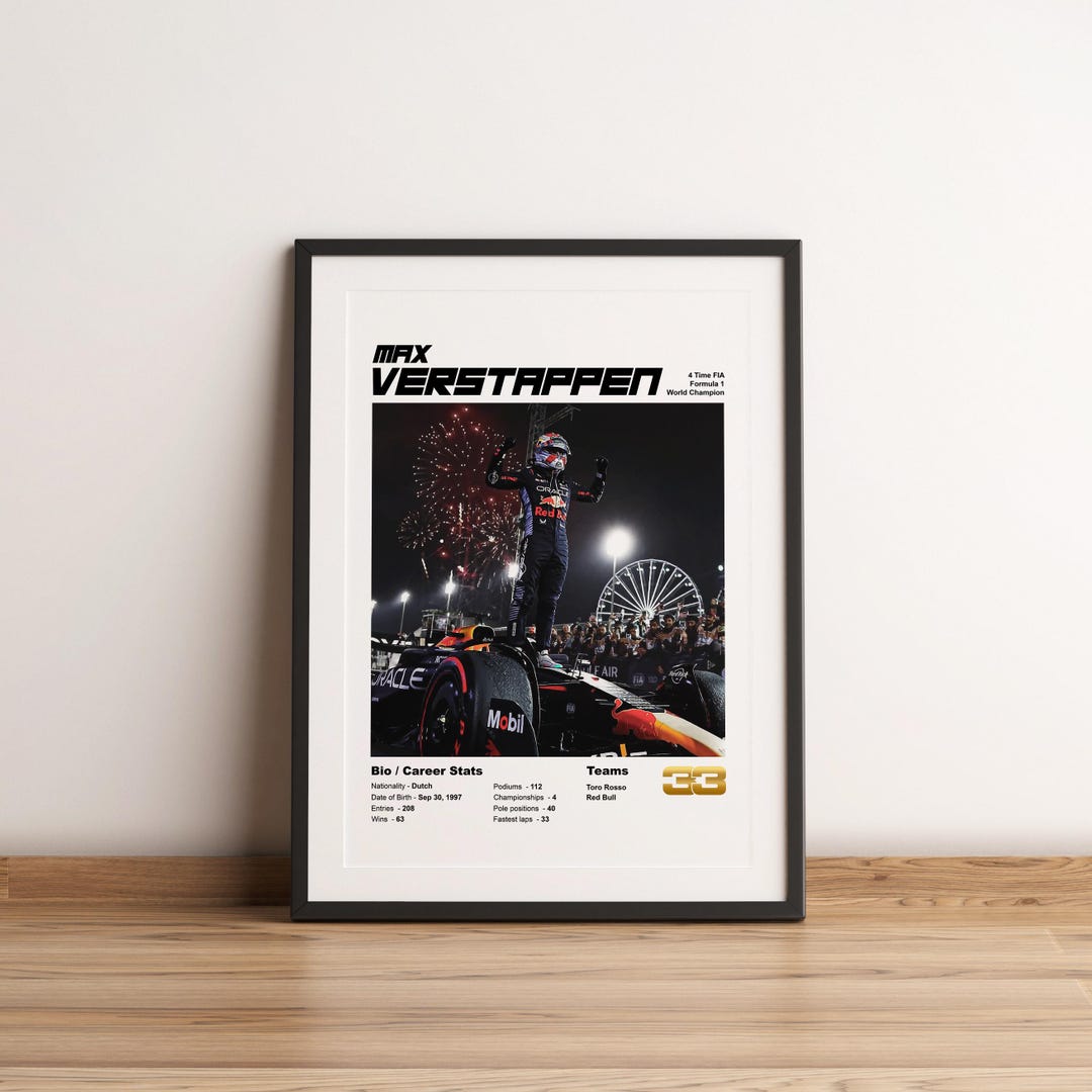 Max VERSTAPPEN Retro Red Bull FORMULA 1 Poster Print Digital Download ...