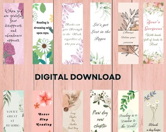 Floral Bookmarks With Inspirational Quotes,set of Inspirational Quotes ...