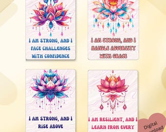 Mental Health Affirmation Cards: Lotus Design, Wellness (PDF) - Etsy