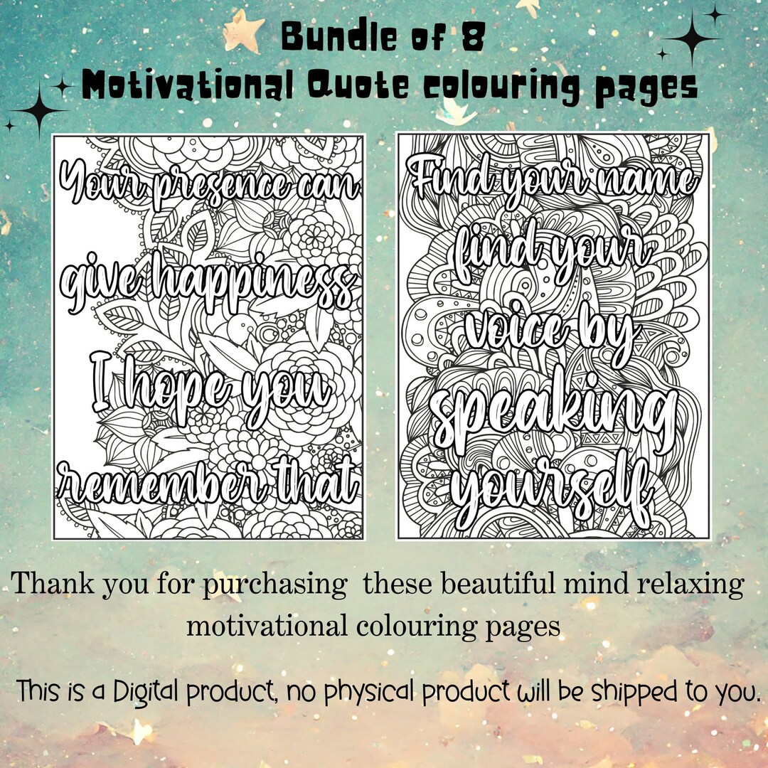 Motivational Quote Colouring Pages Bundle of Motivational - Etsy