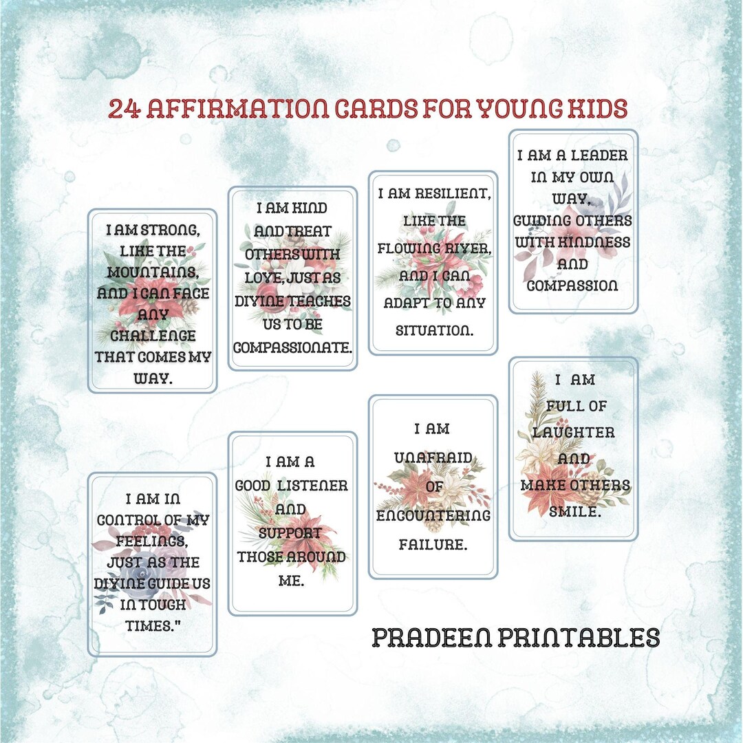Christmas Affirmation Cards for Kids: Floral Self-esteem (digital ...
