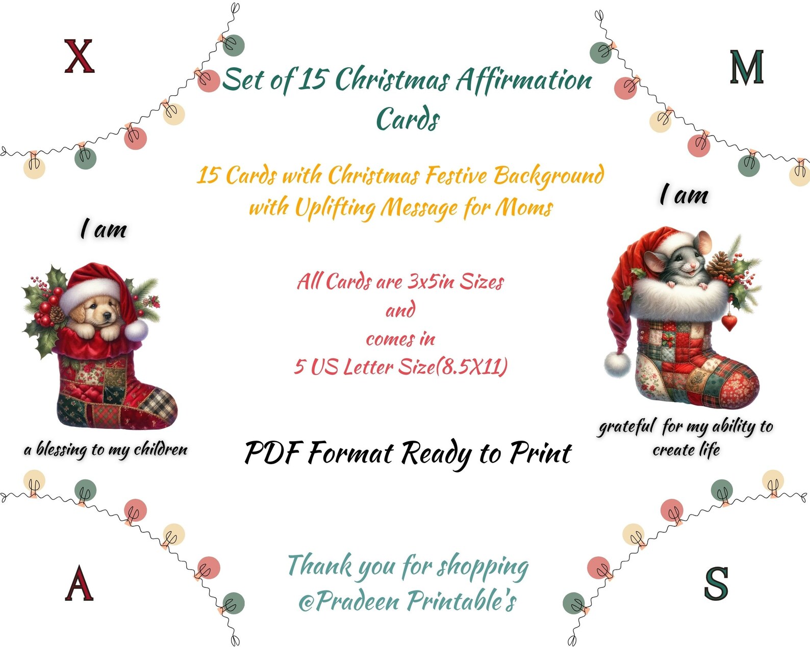 Christmas Affirmation Cards for Moms: Joyful Holiday Mantras (PDF) - Etsy