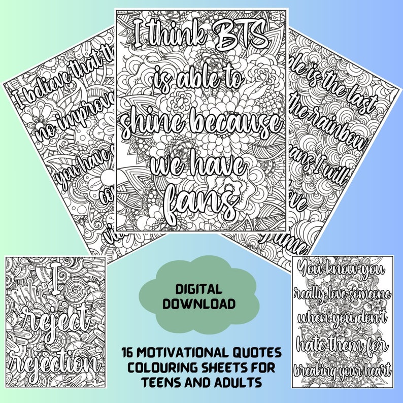 Motivational Quote Coloring Pages: Stress Relief, Self-care (PDF ...