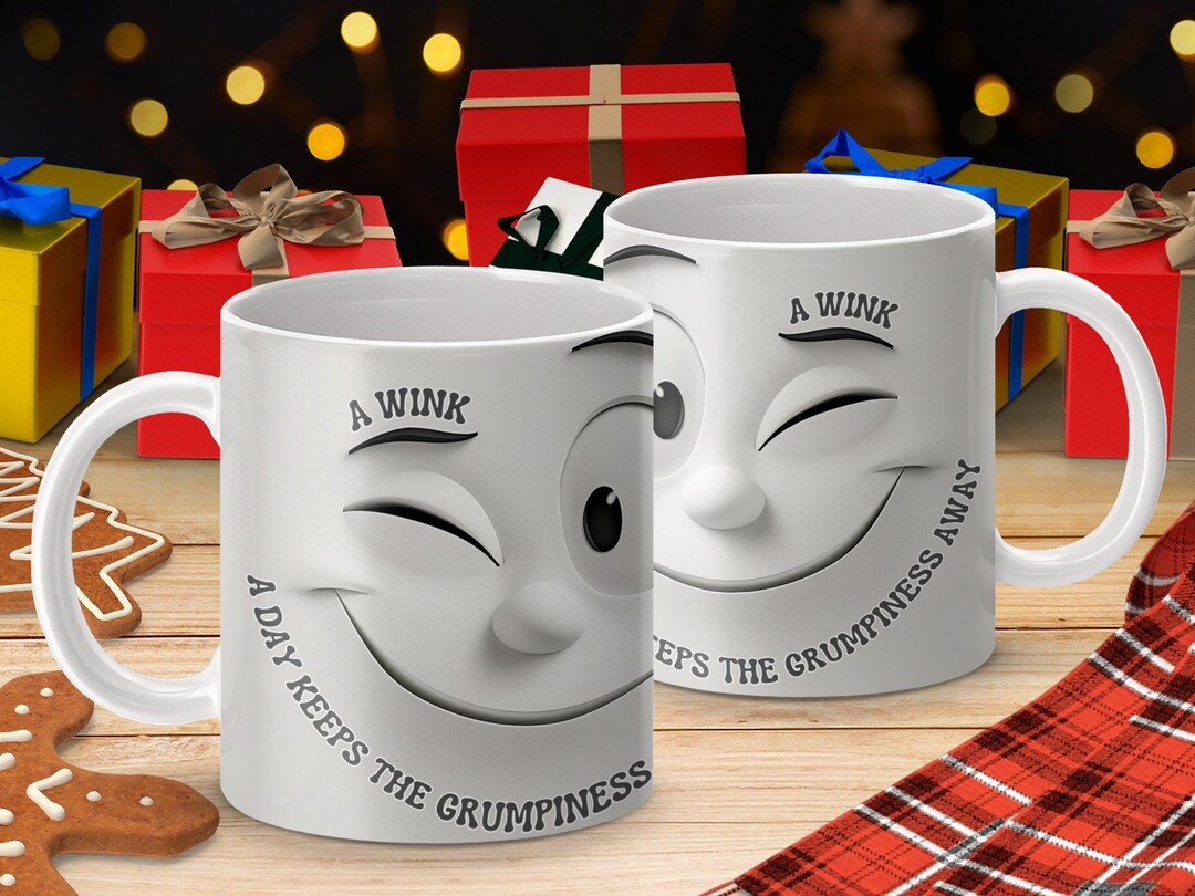 Funny Mugs,3d Effect Funny Cartoon Faces,3d Cartoon Mug,winking Facemug ...