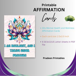 Mental Health Affirmation Cards: Lotus Design, Wellness (PDF) - Etsy