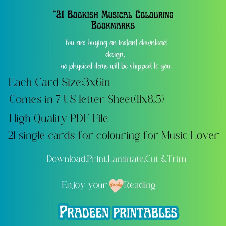 Colouring Bookmarks,musical Bookmarks,book Lover Gift,guitar Themed ...