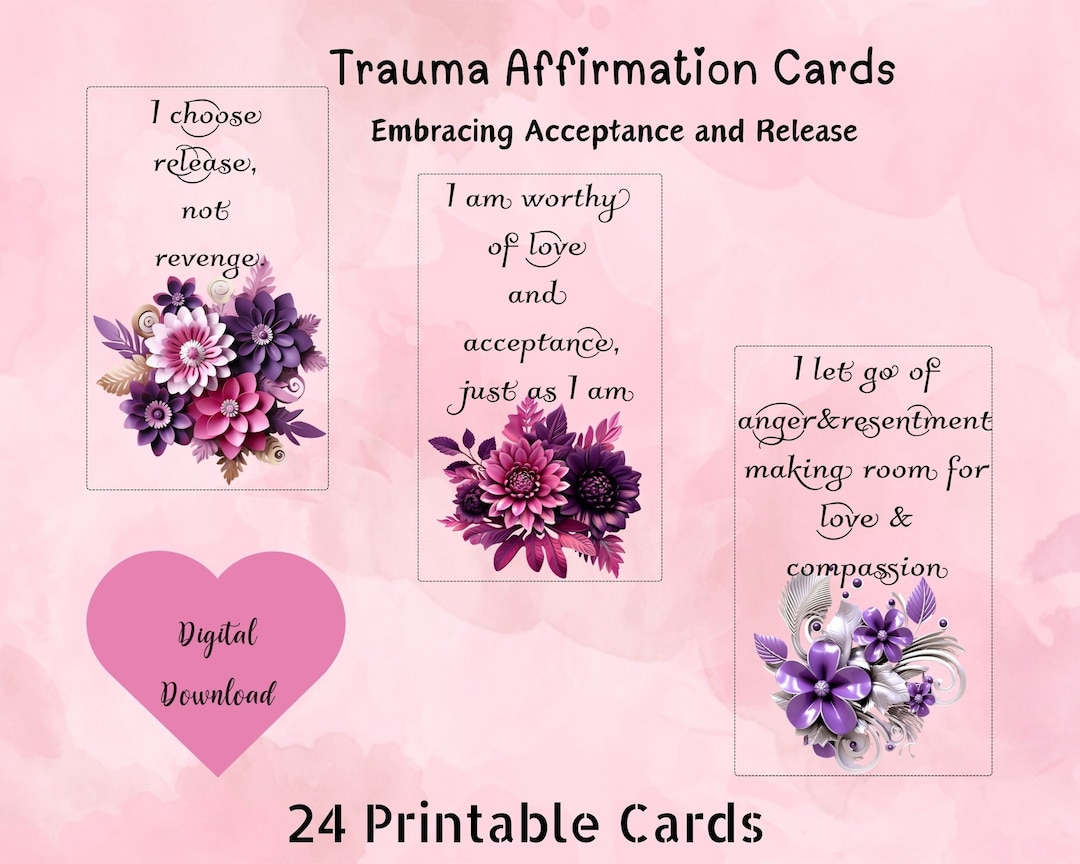 Trauma Affirmation Cards,instant DOWNLOAD, Mental Health Gift, Trauma ...