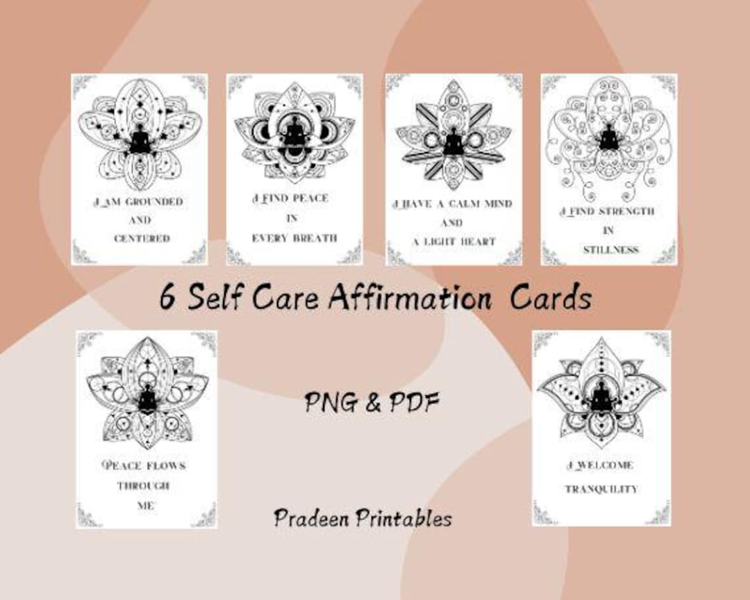 Self Care Affirmation Colouring Cards, Positivity Colouring ...
