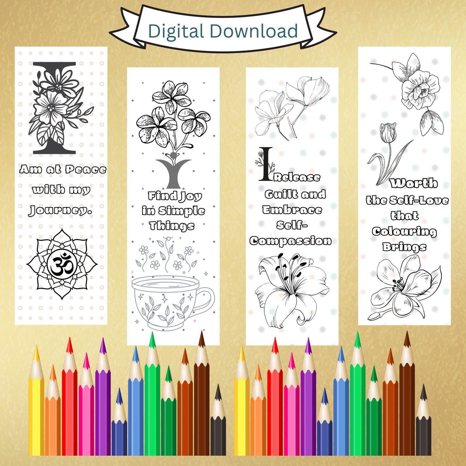 Colouring Bookmarks,self-care Colouring Bookmarks,serene Colouring ...