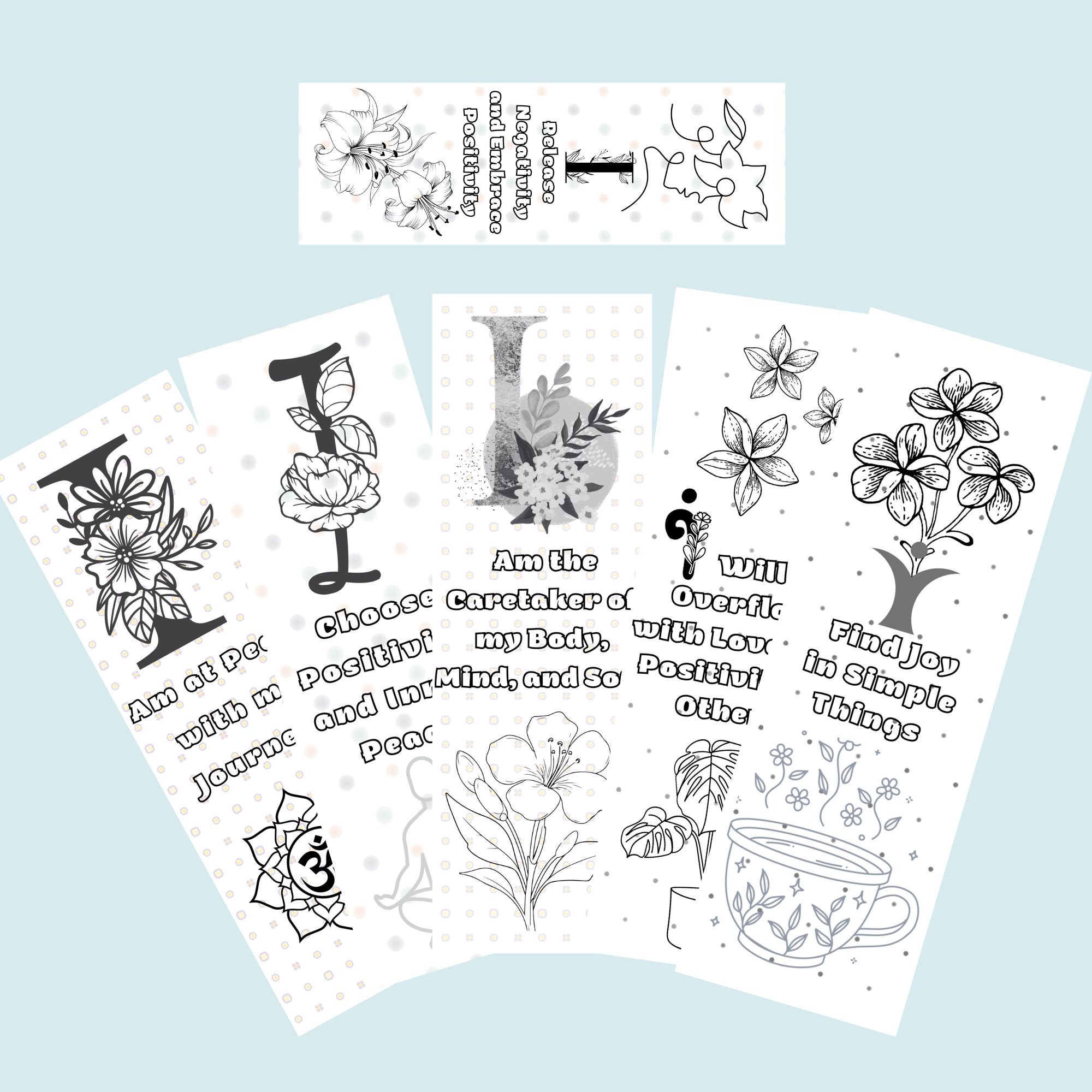 Self-care Colouring Bookmarksmindful Colouring - Etsy
