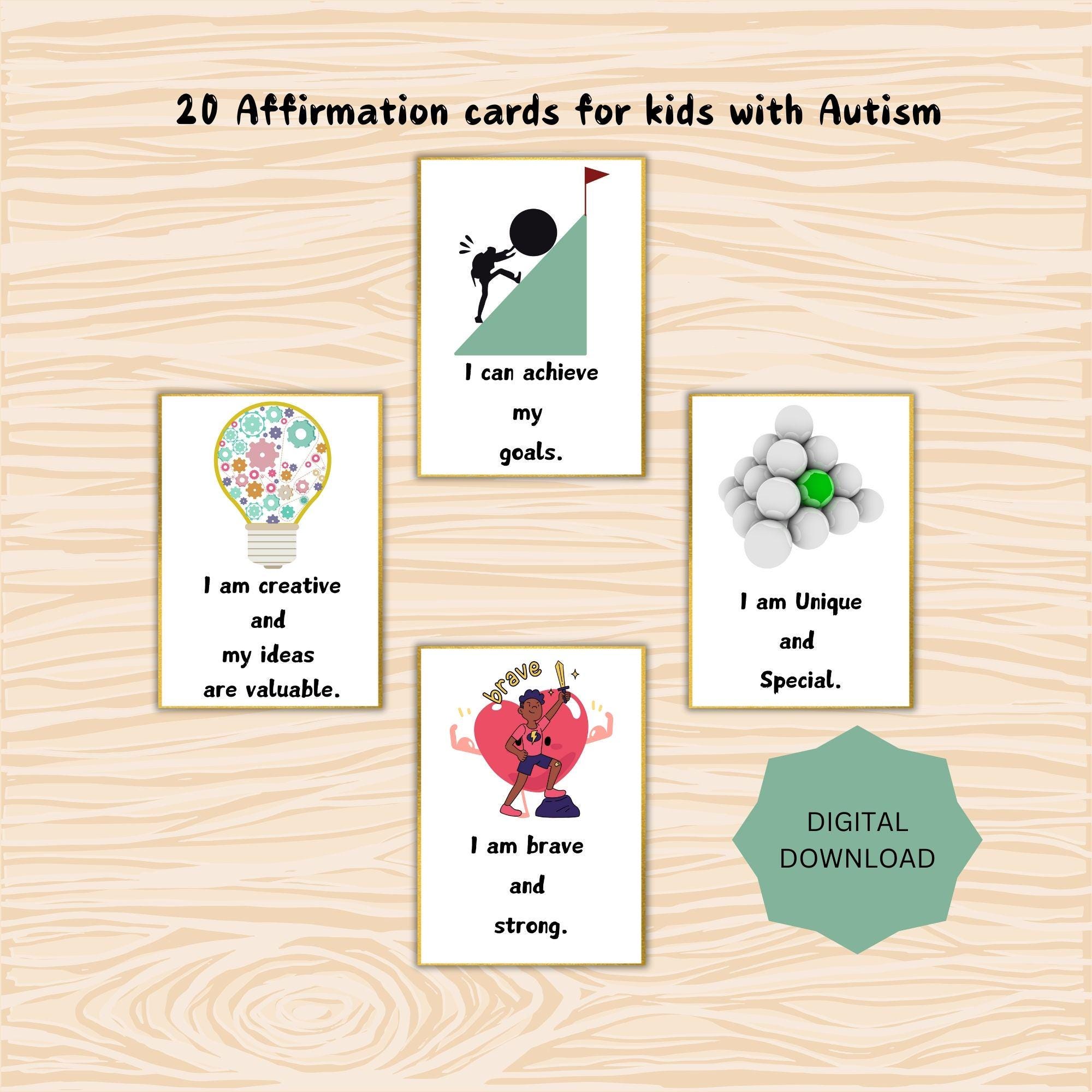 20 Affirmation Cards for Kids,printable Children's Positive ...