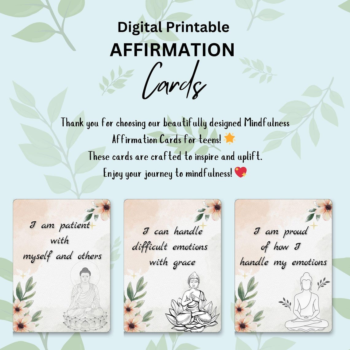 Mindfulness Affirmation Cards for Teens: Emotional Regulation (PDF) - Etsy