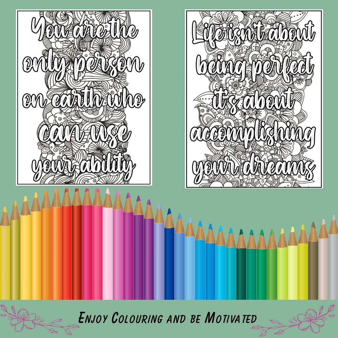 Motivational Quote Colouring Pages, Bundle of Motivational Activity ...
