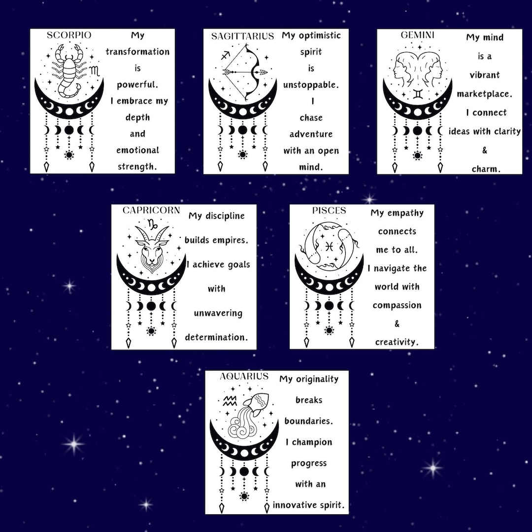 Astrology Affirmation Cards - Printable Zodiac Deck With 12 Daily ...