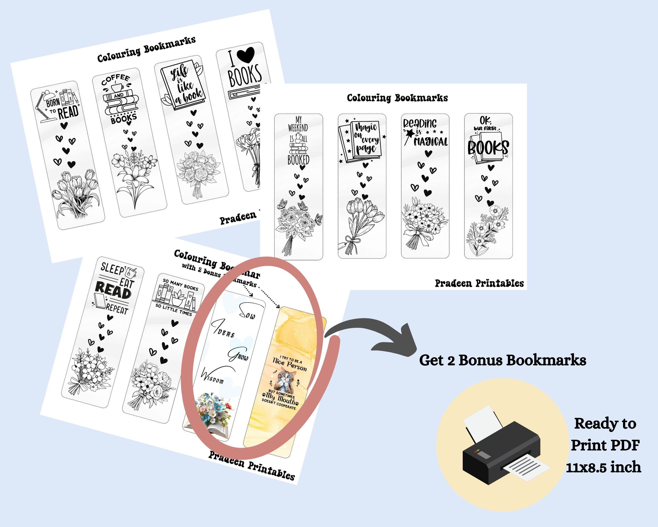 Colouring Bookmarks With Book Quotes,printable Bookmarks to Colour,gift ...