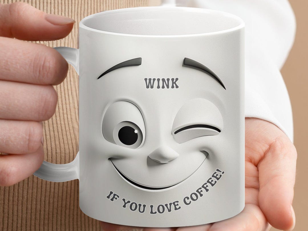 Funny Mugs,3d Effect Funny Cartoon Faces,3d Cartoon Mug,winking Facemug ...