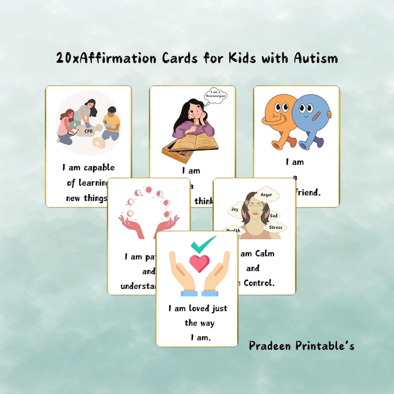 20 Affirmation Cards for Kids,printable Children's Positive ...