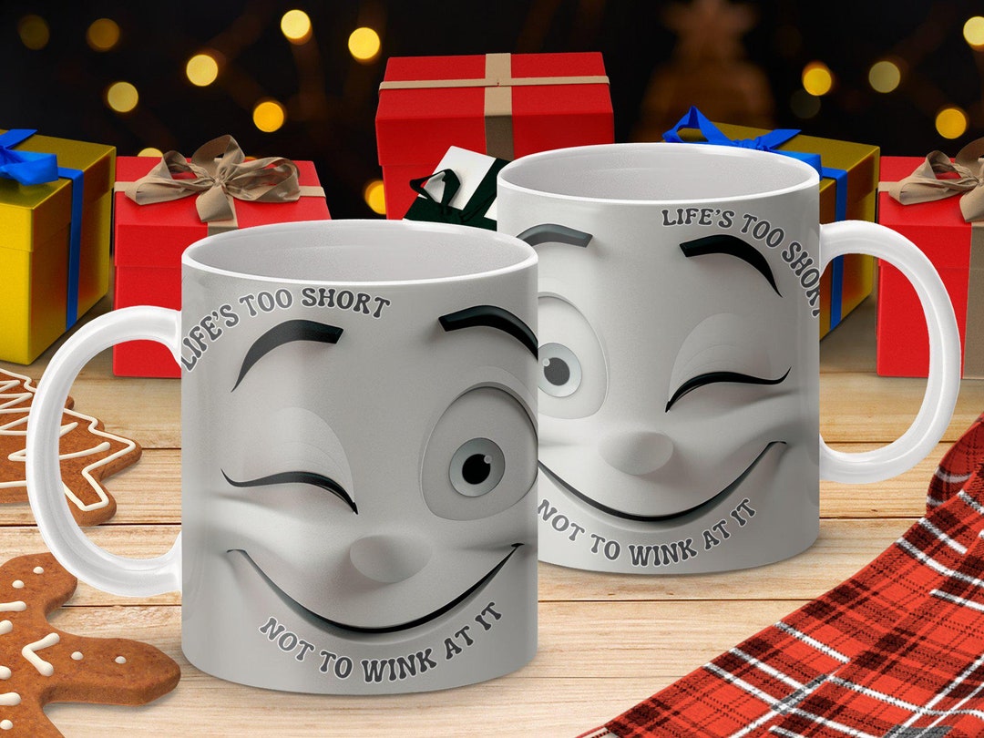 Funny Mugs,3d Effect Funny Cartoon Faces,3d Cartoon Mug,winking Facemug ...