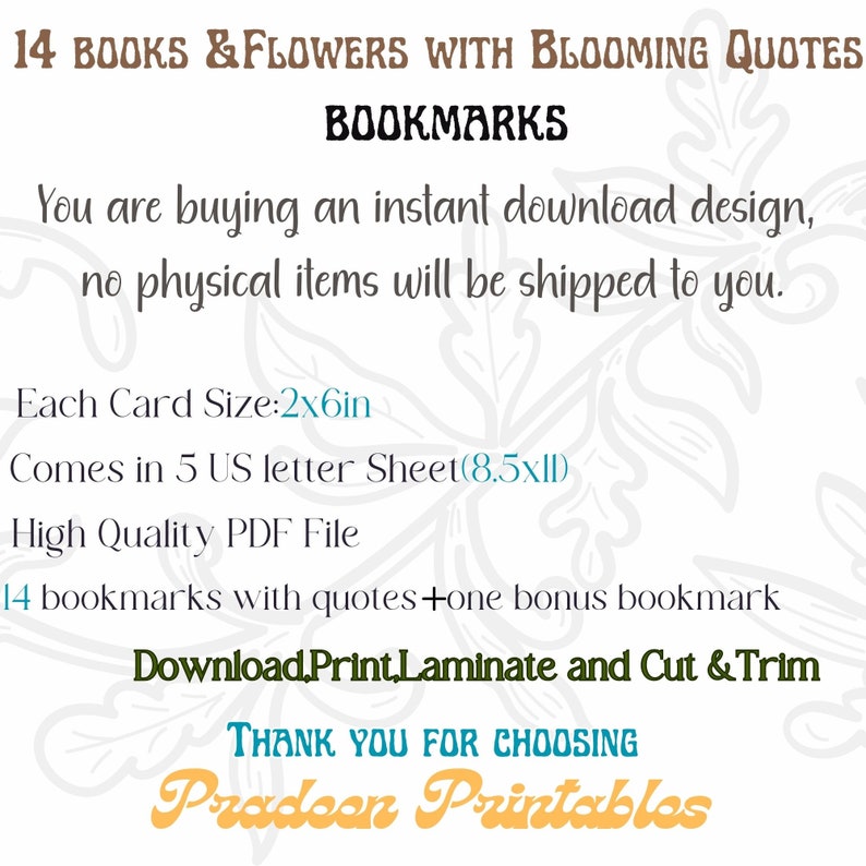 Books and Flowers,blooming Quotes Bookmarks,gift for Book Lovers ...