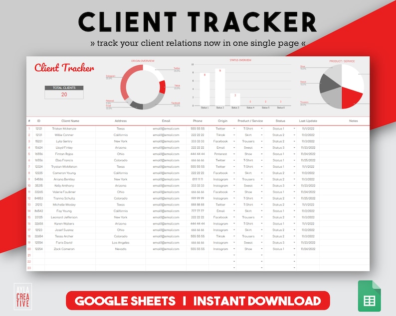 Client Tracker, Client Spreadsheet, Google Sheet Planner, CRM Template ...