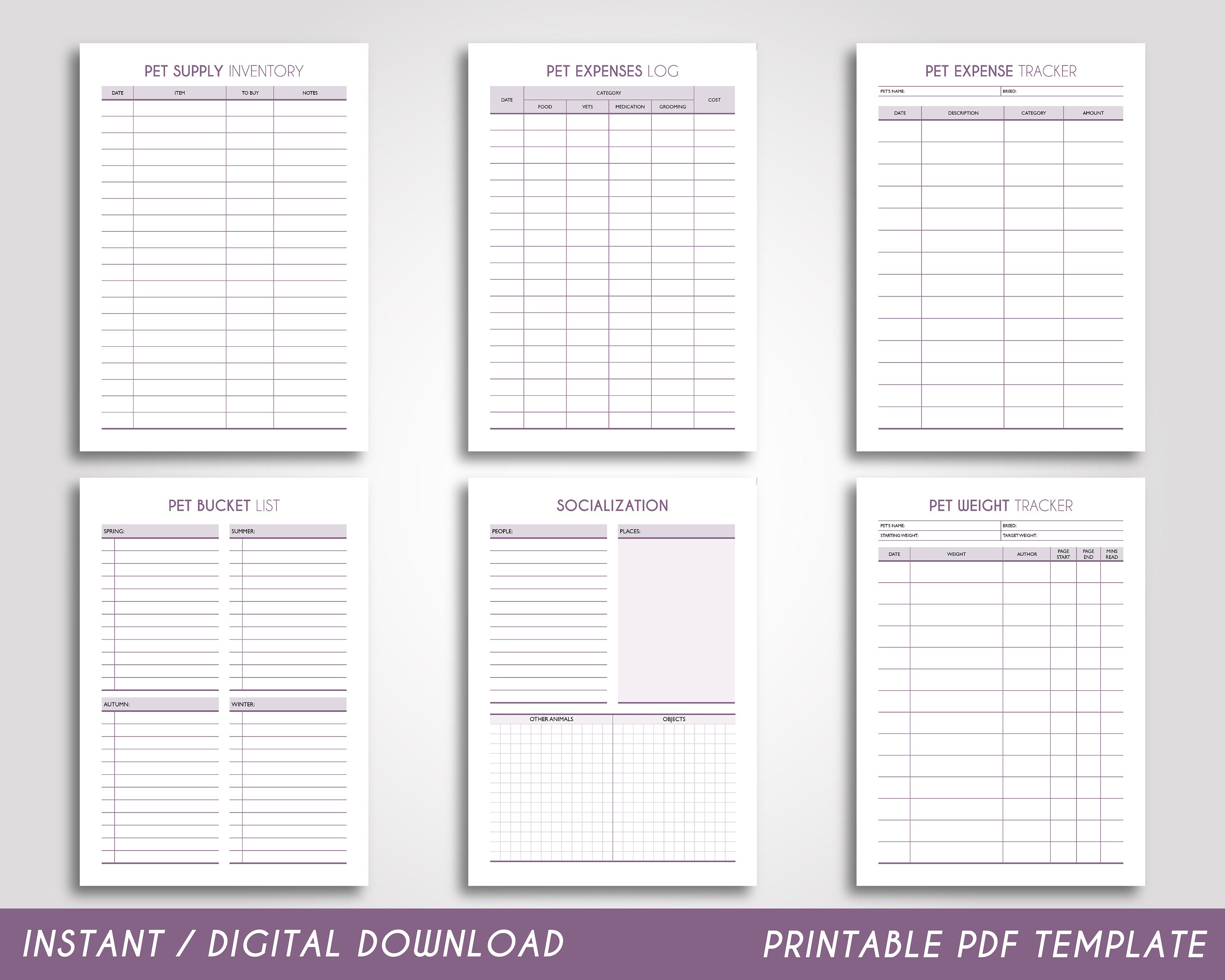 Pet Care Planner, Pet Care Binder, Pet Planner Template, Canva Template ...