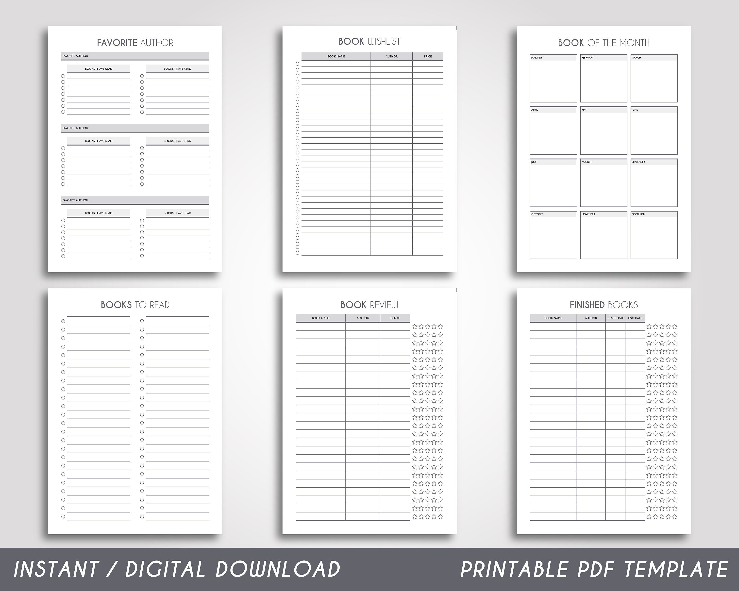 Reading Planner, Reading Journal, Book Planner, Printable Planner ...