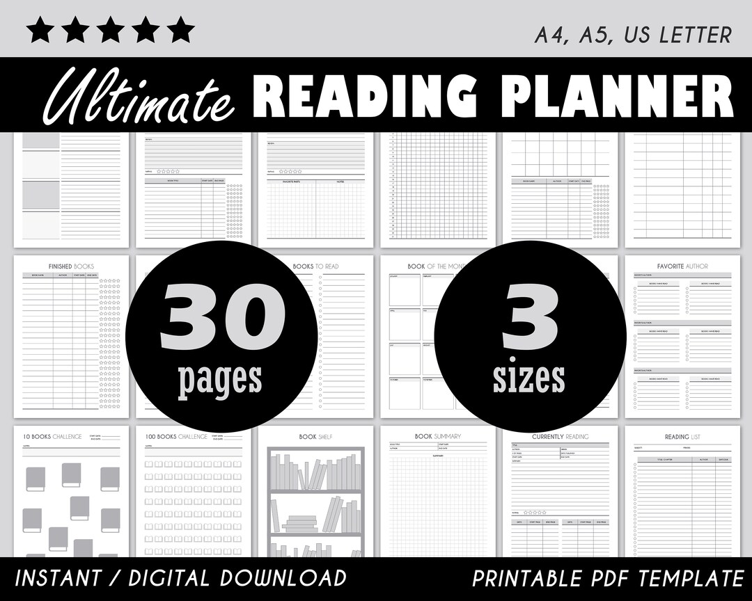 Reading Planner, Reading Journal, Book Planner, Printable Planner, Classic Hp İnserts, Big Happy ...