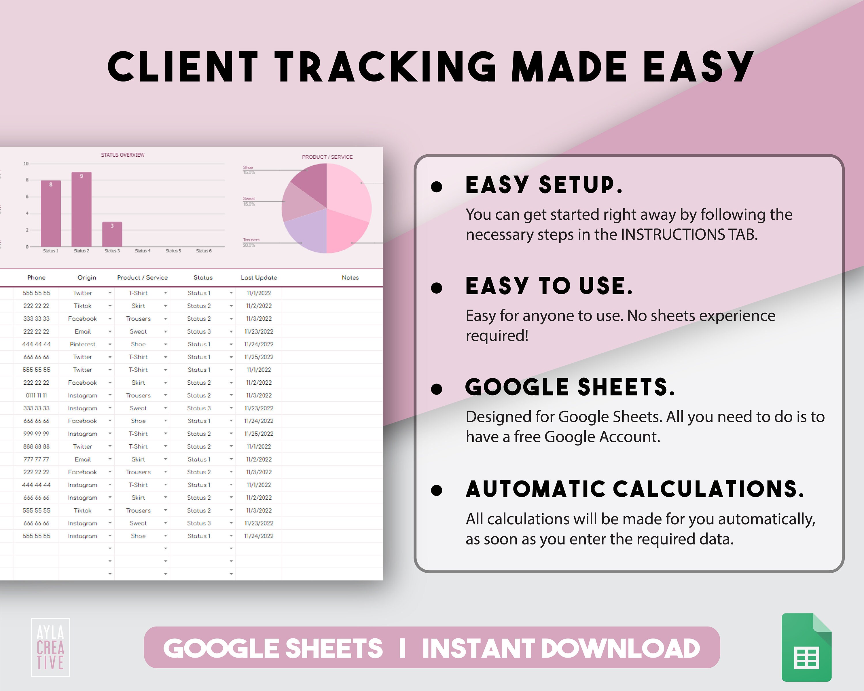 Client List, Client Tracker, Client Management, Client Spreadsheet ...