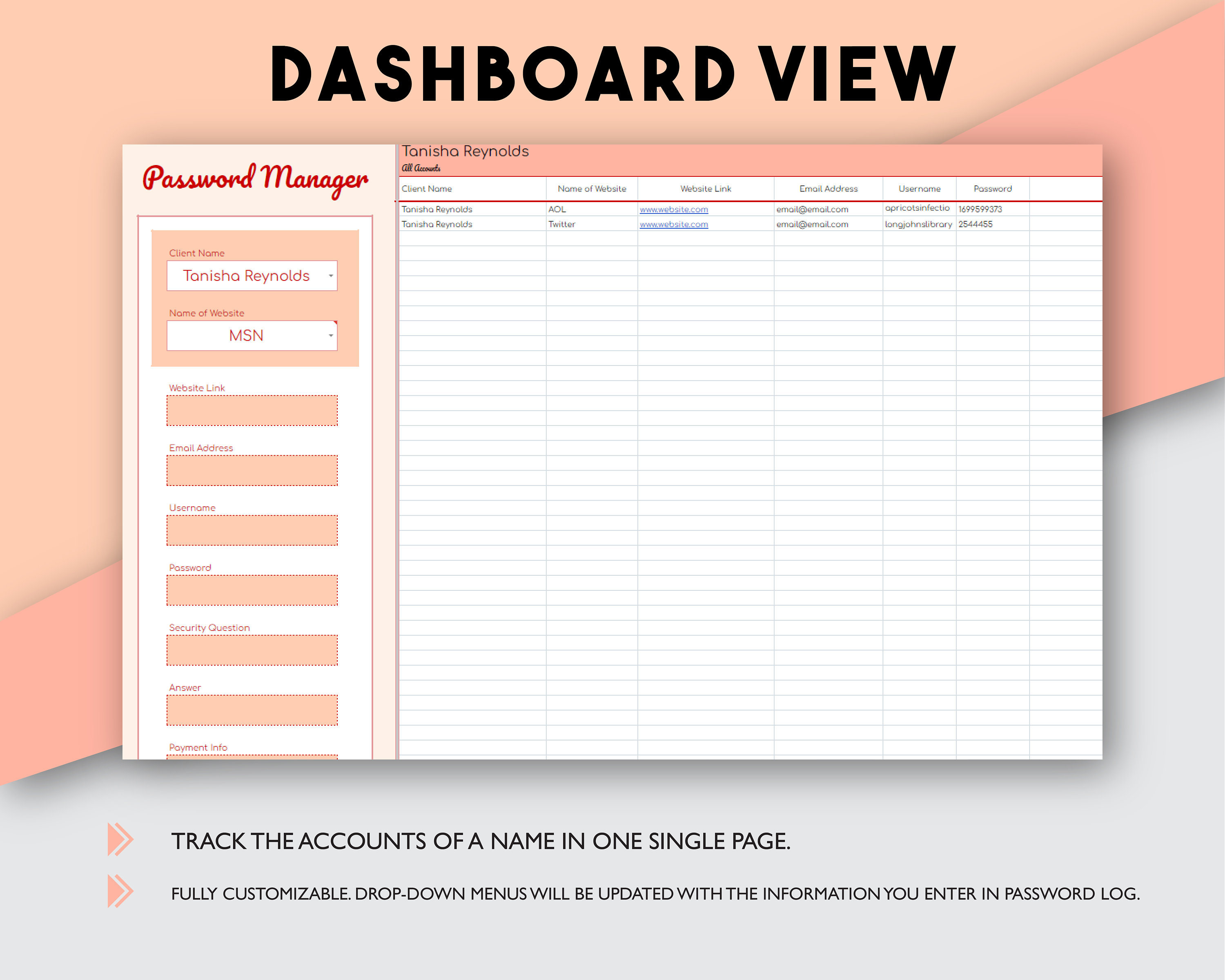Password Manager | Password Sheets | Password Generator | Password ...