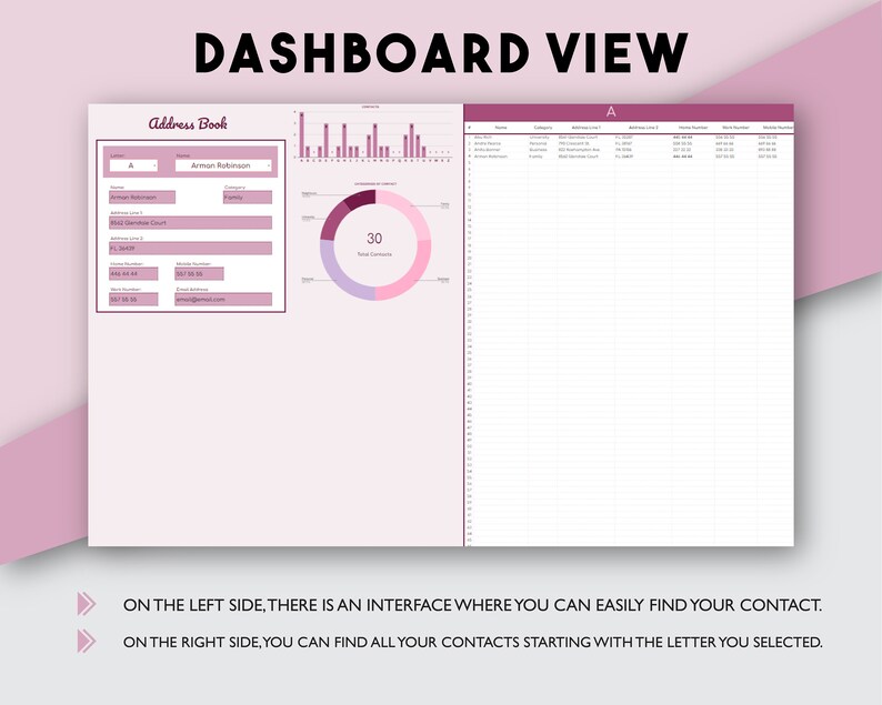 Digital Contact Book Address Book Vertical Contact Holiday Card Address ...