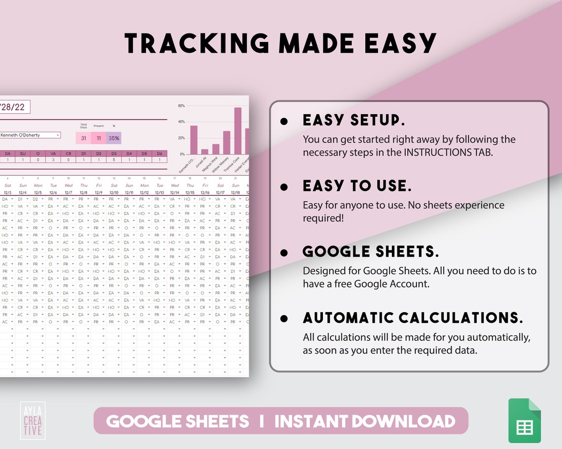 Attendance Tracker Employee Attendance Homeschool Tracker Teacher ...