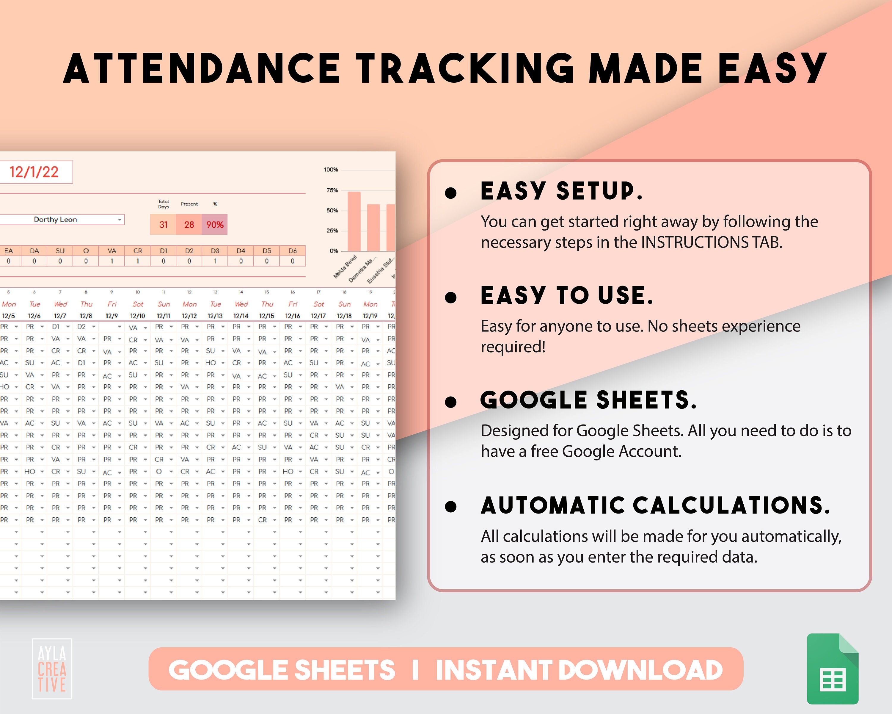 Attendance Tracker | Employee Attendance | Attendance Chart | Absence ...