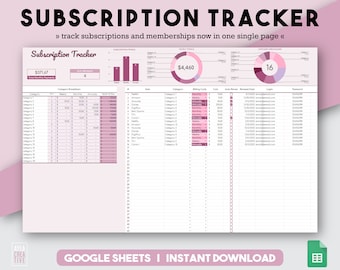 Subscription Tracker Template digital Compatible With - Etsy