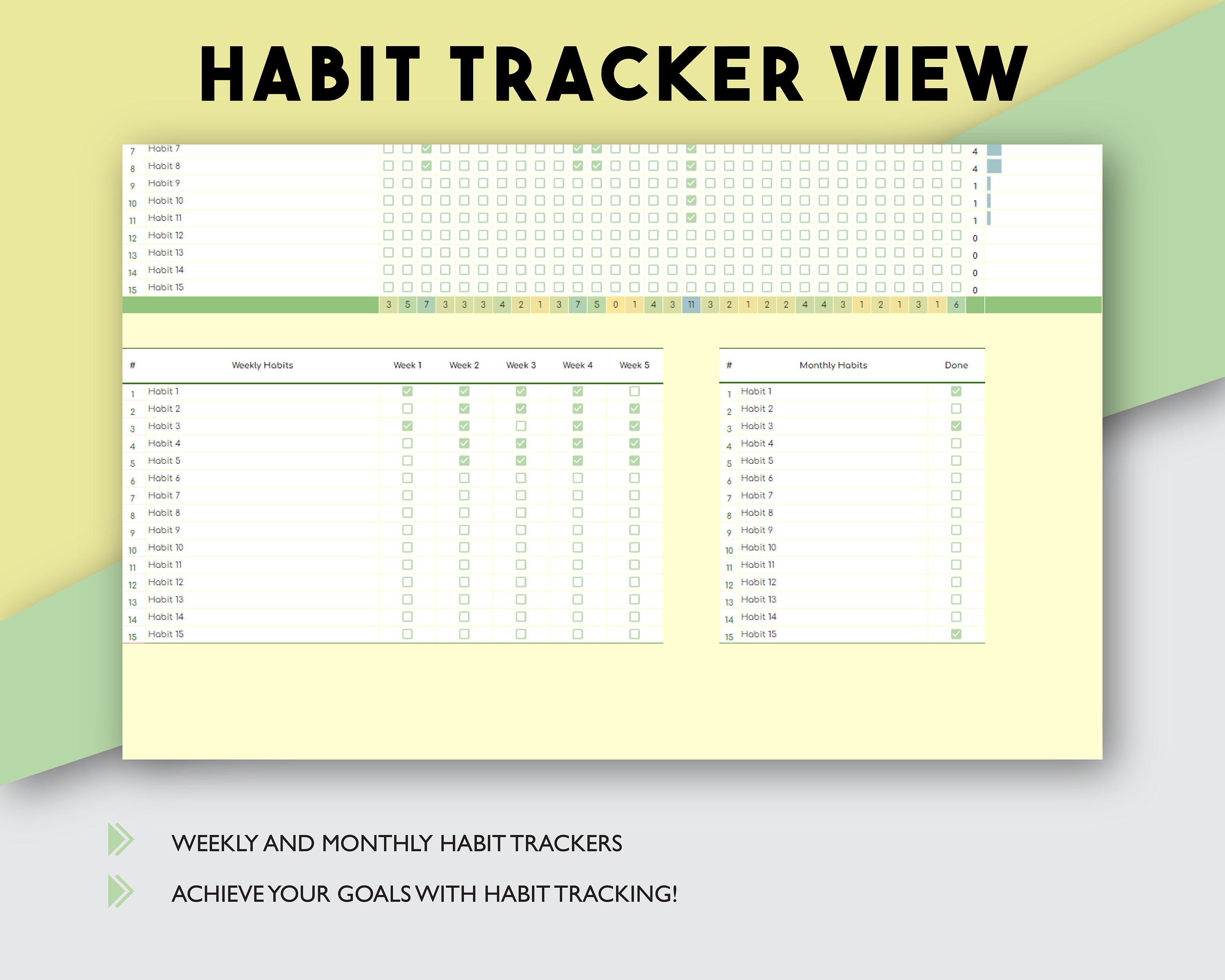 Habit Tracker Goal Tracker Spreadsheet Google Sheets Habit Tracking ...