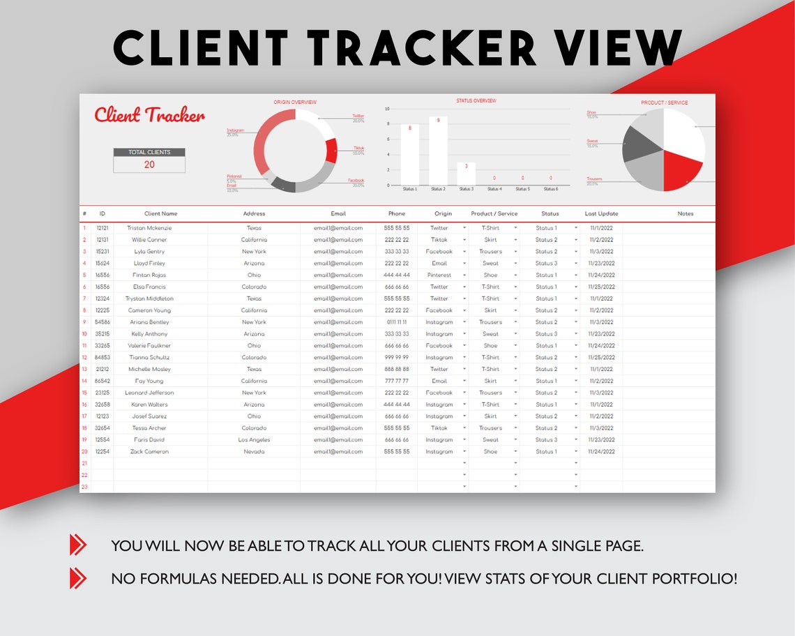 Client Tracker, Client Spreadsheet, Google Sheet Planner, CRM Template ...