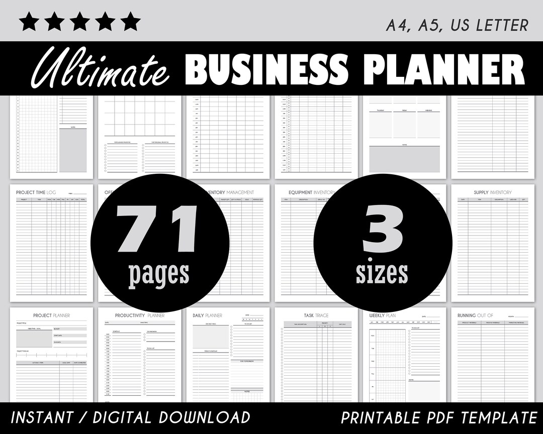 Business Planner, Editable Planner, Printable Planner, Business ...