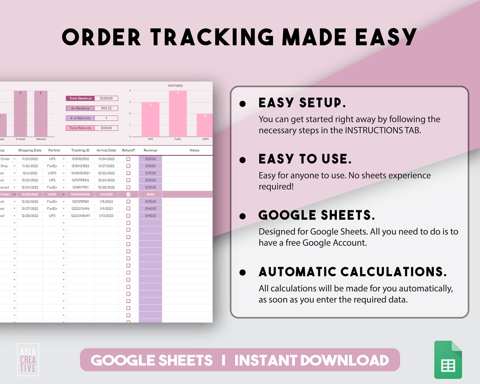 Order Tracker Order Spreadsheet Small Business Order Form Business ...