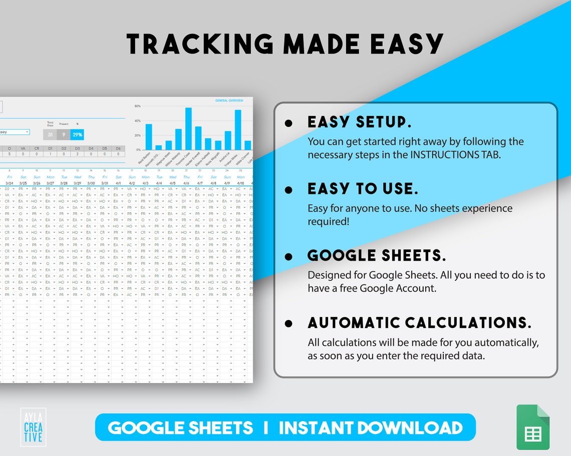 Attendance Tracker School Attendance Absence Tracker Google Sheets ...