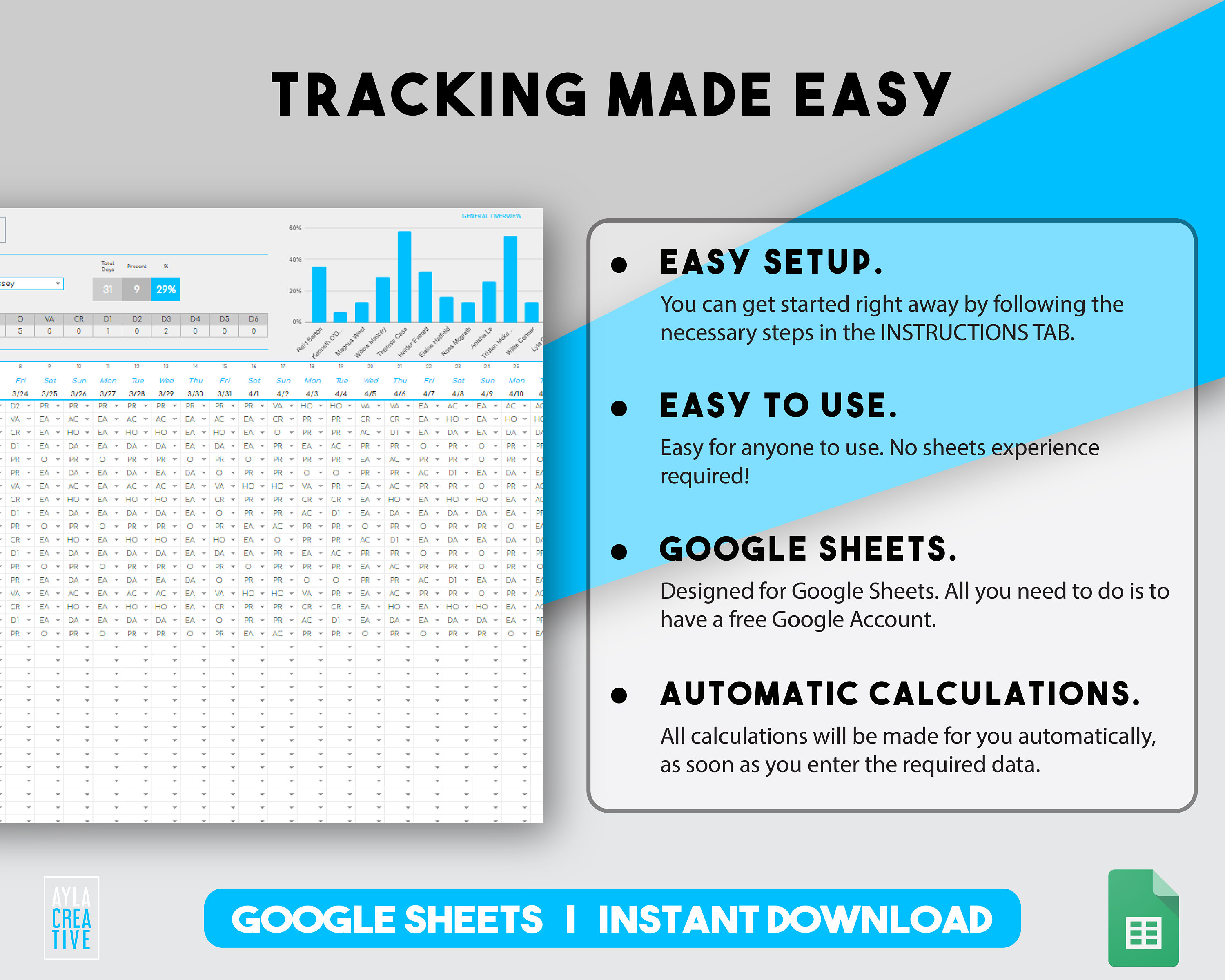 Attendance Tracker School Attendance Absence Tracker Google Sheets ...