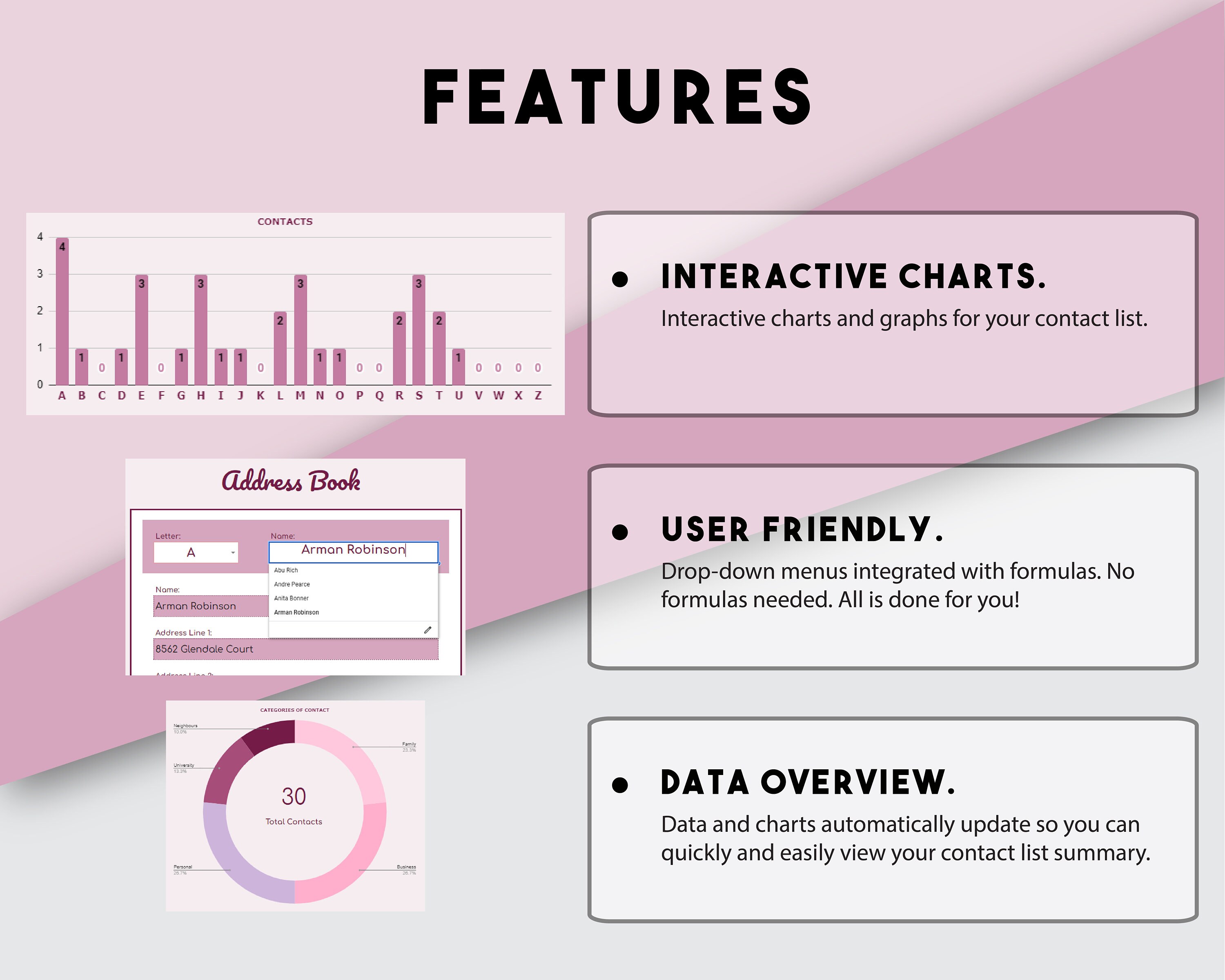 Digital Contact Book Address Book Vertical Contact Holiday Card Address ...