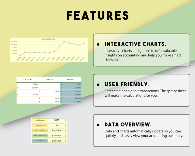 Checkbook Register Account Tracker Account Balance Excel Template ...